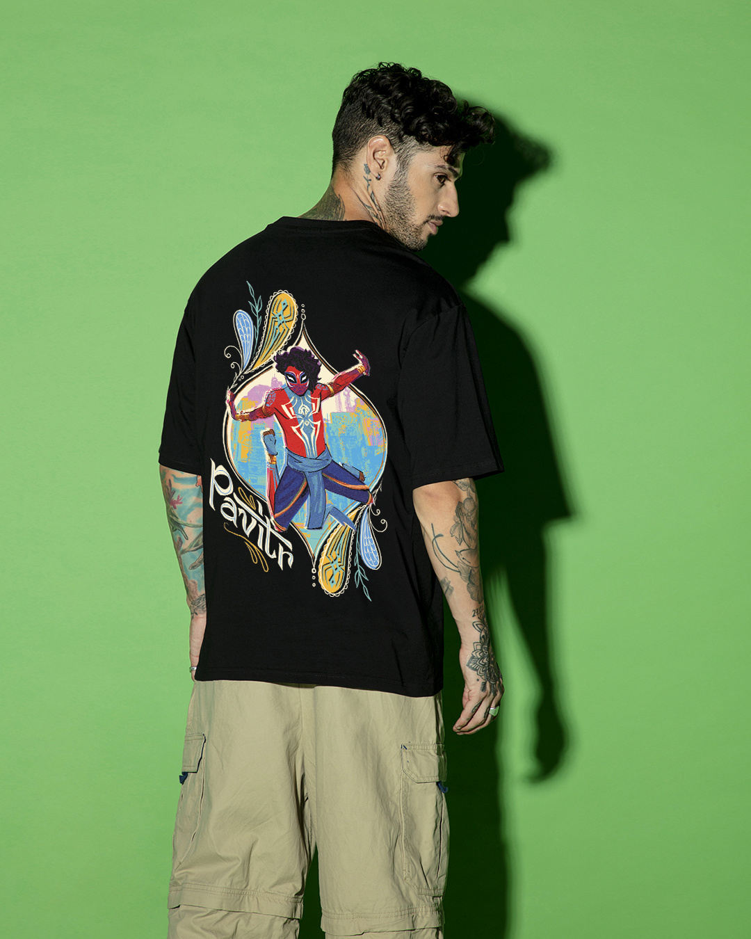 Buy Men's Black Pavitr Prabhakar Graphic Printed Oversized T-shirt ...
