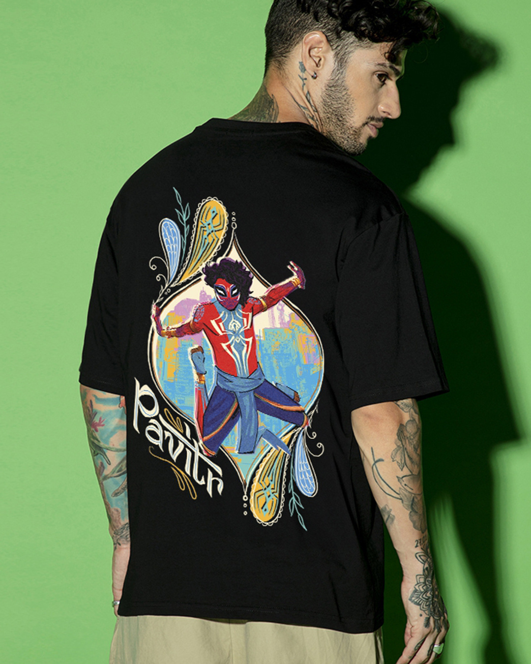 Buy Men's Black Pavitr Prabhakar Graphic Printed Oversized T-shirt ...