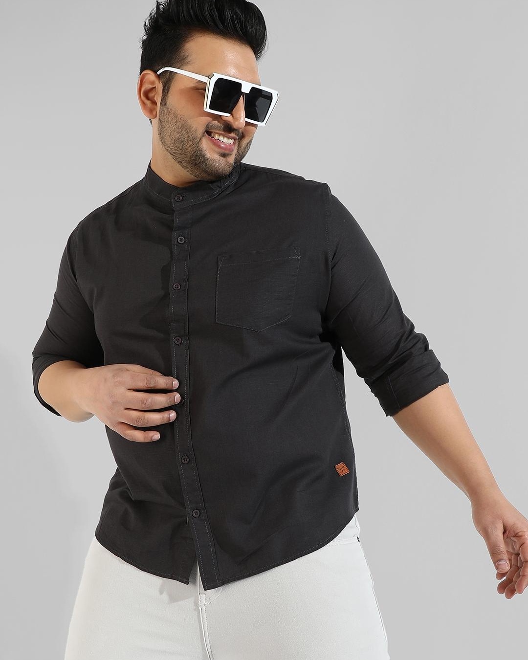 Buy Men's Black Plus Size Shirt Online at Bewakoof