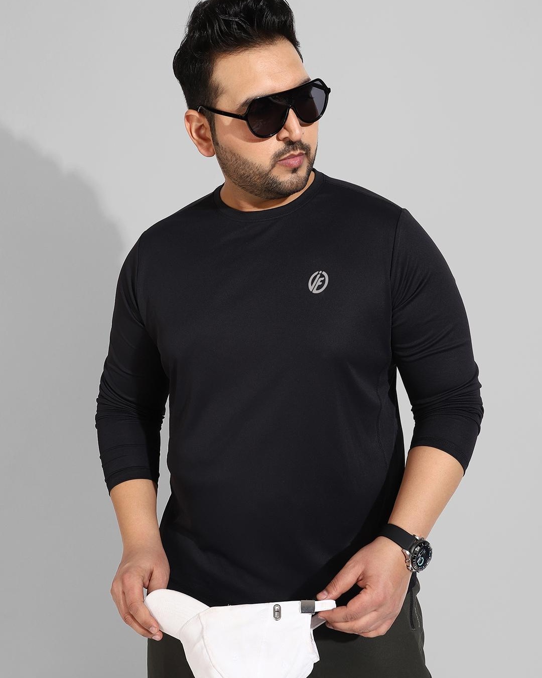 Buy Men's Black Plus Size T-shirt Online at Bewakoof