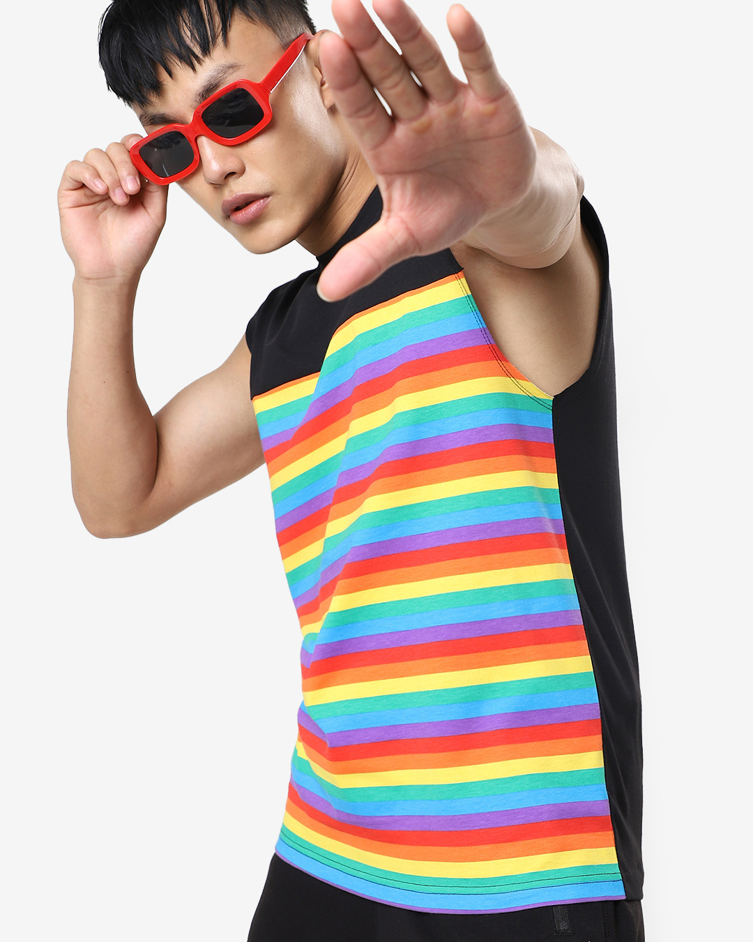 Buy Men's Black Pride Striped Vest Online at Bewakoof