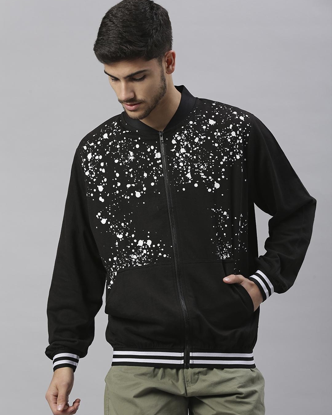 Buy Men's Black Printed Jacket Online at Bewakoof