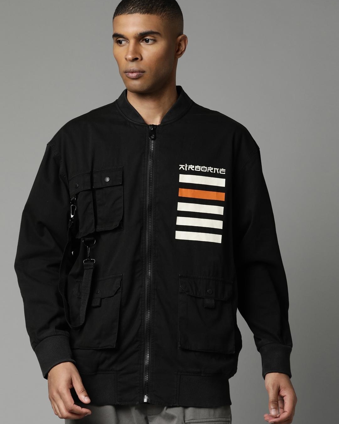 Buy Men's Black Printed Oversized Jacket Online at Bewakoof