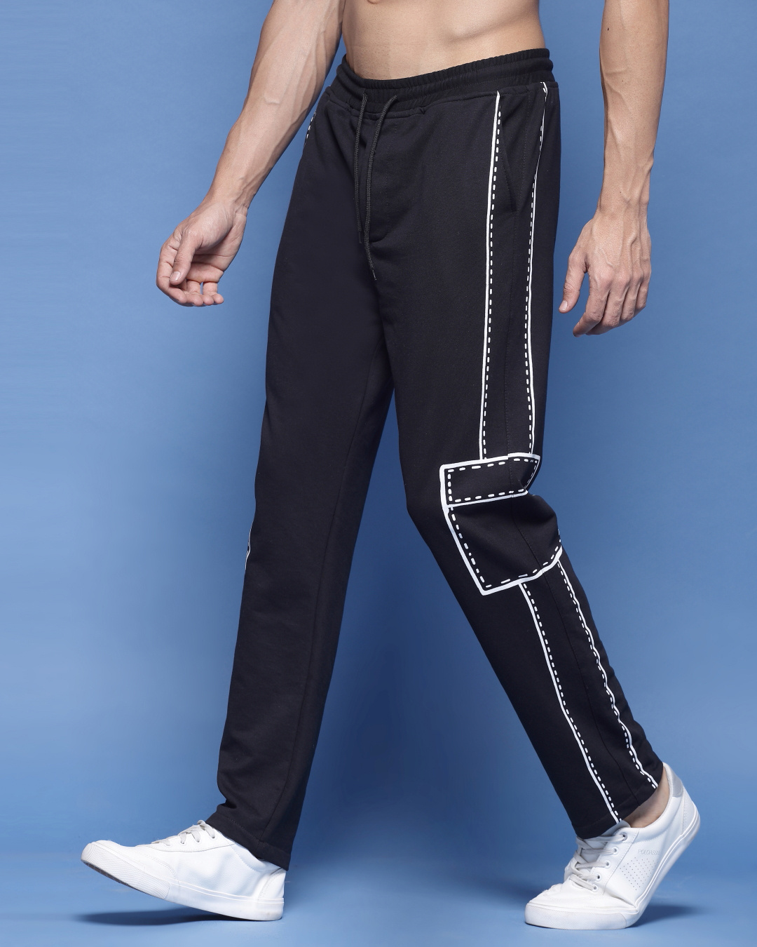 Buy Men's Black Printed Relaxed Fit Track Pants Online at Bewakoof