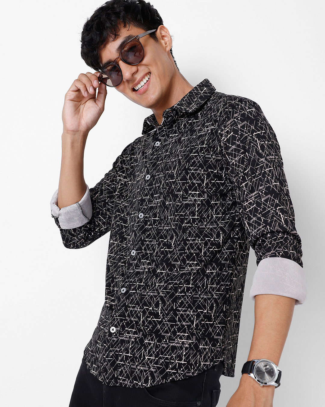 Buy Men's Black All Over Printed Shirt Online at Bewakoof