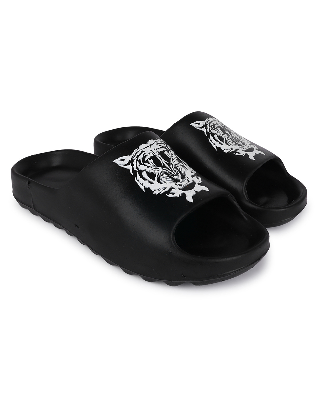 Buy Men's Black Printed Sliders Online in India at Bewakoof