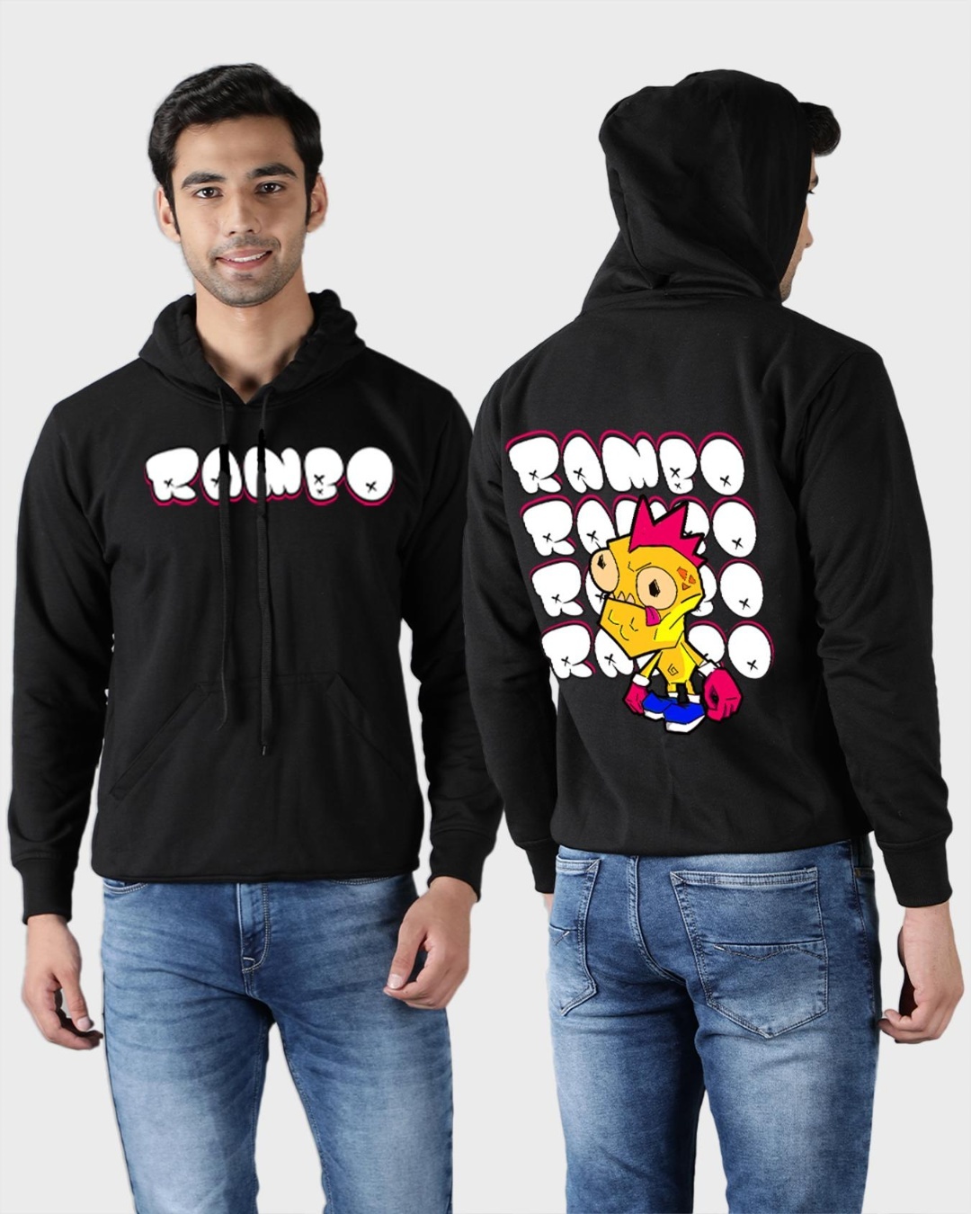 Buy Men's Black Rambo Graphic Printed Hoodie Online at Bewakoof