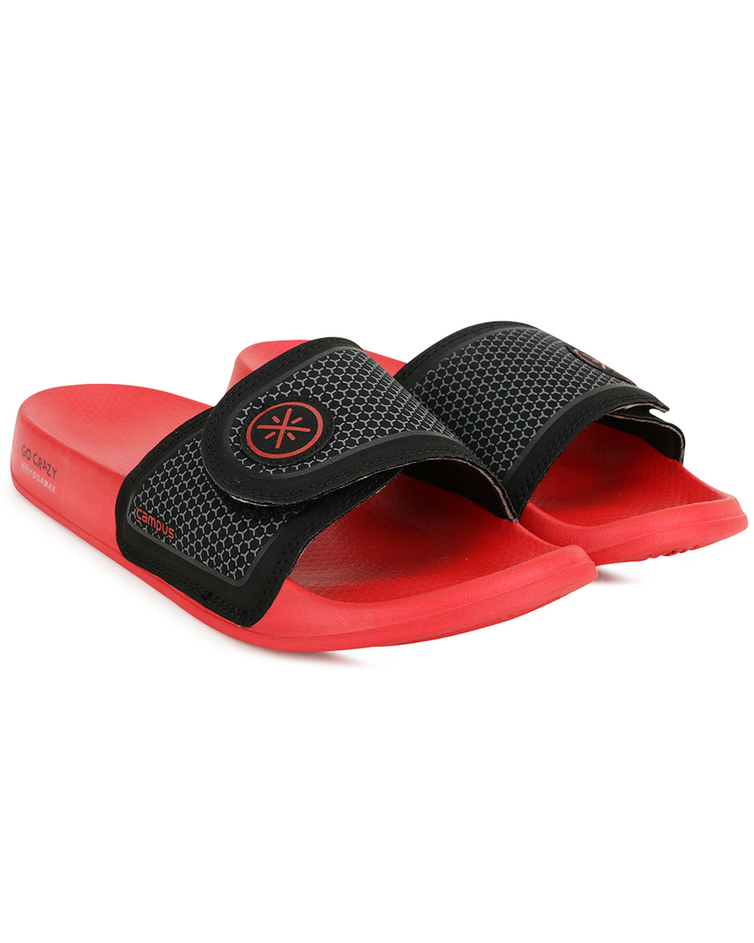 Buy Men's Black & Red Self Design Sliders Online in India at Bewakoof
