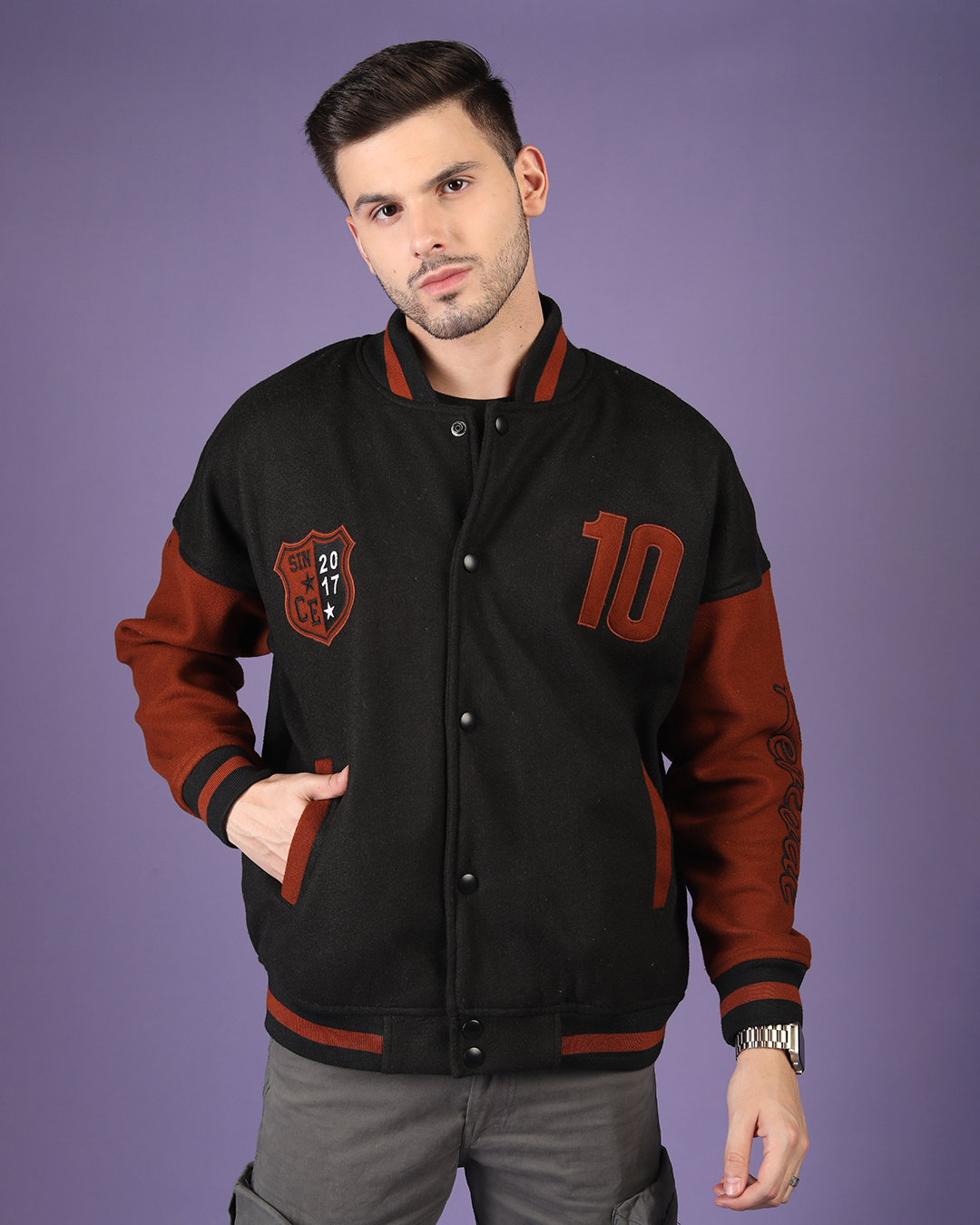 Buy Men's Black & Red Typography Jacket Online at Bewakoof