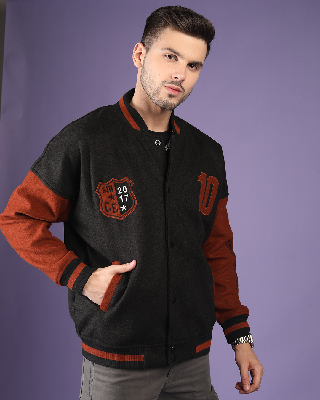 Buy Men's Black & Red Typography Jacket Online at Bewakoof