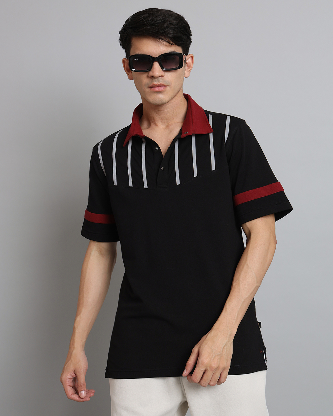 Buy Men's Black Reflective Printed Polo T-shirt Online at Bewakoof