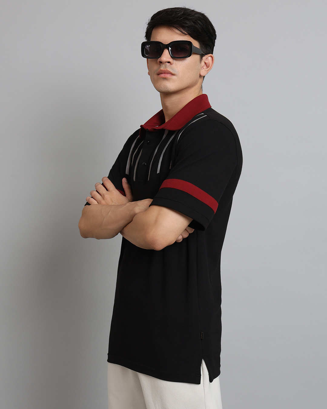Buy Men's Black Reflective Printed Polo T-shirt Online at Bewakoof