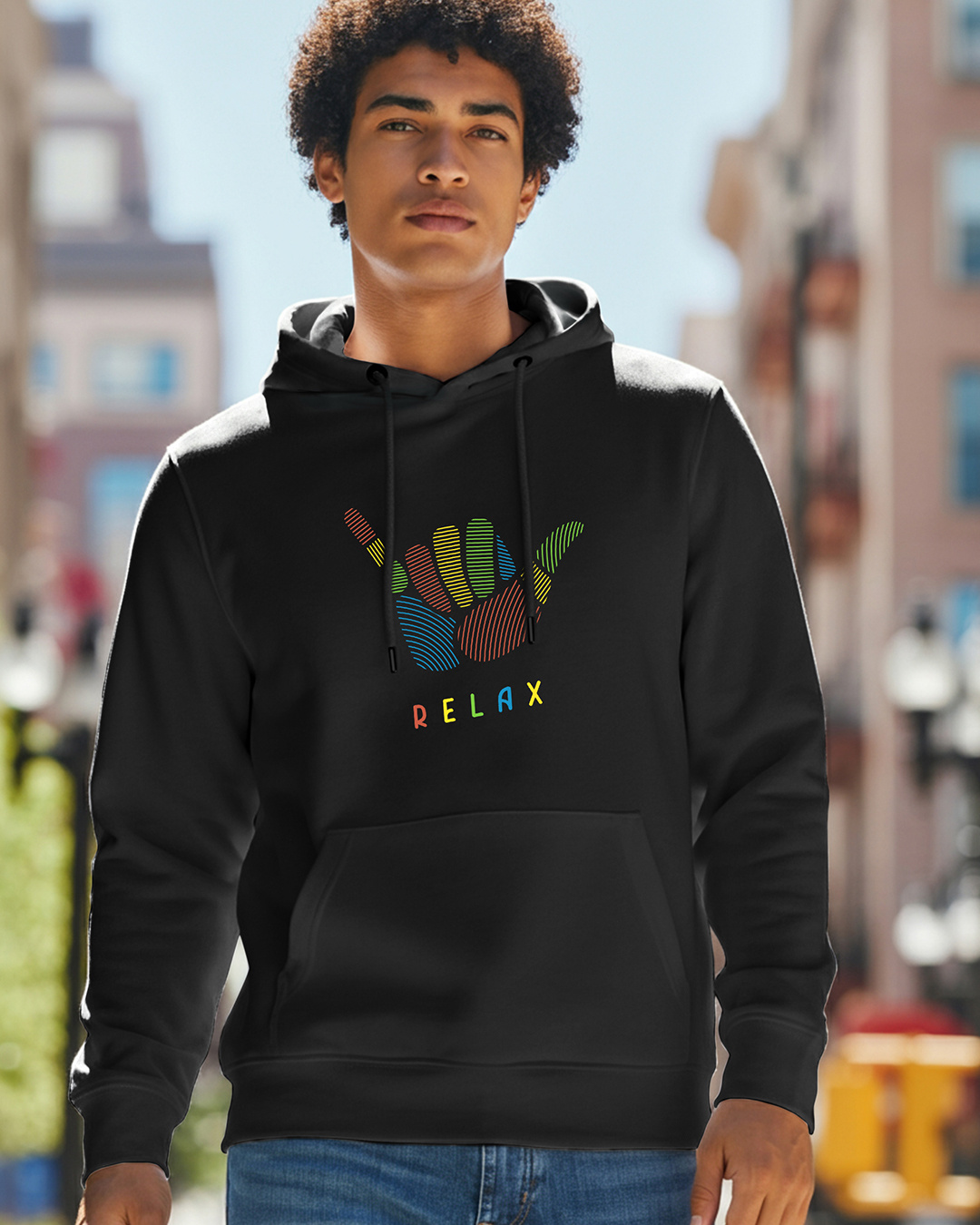 Buy Men's Black Relax Graphic Printed Hoodies Online at Bewakoof