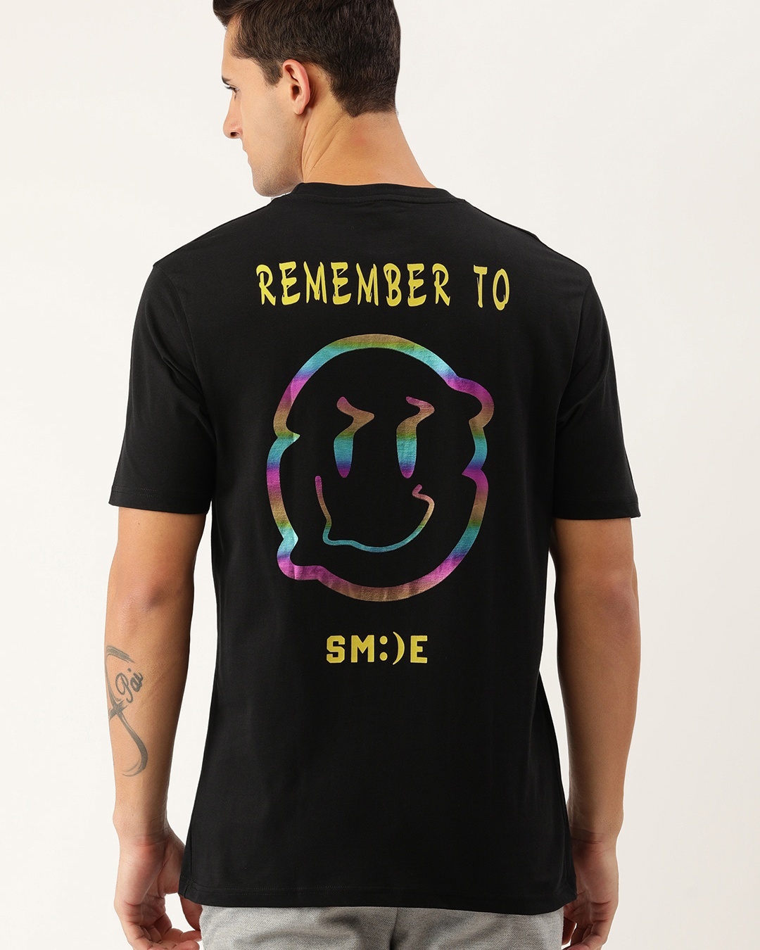 Buy Men's Black Remember To Smile Graphic Printed Oversized T-shirt ...