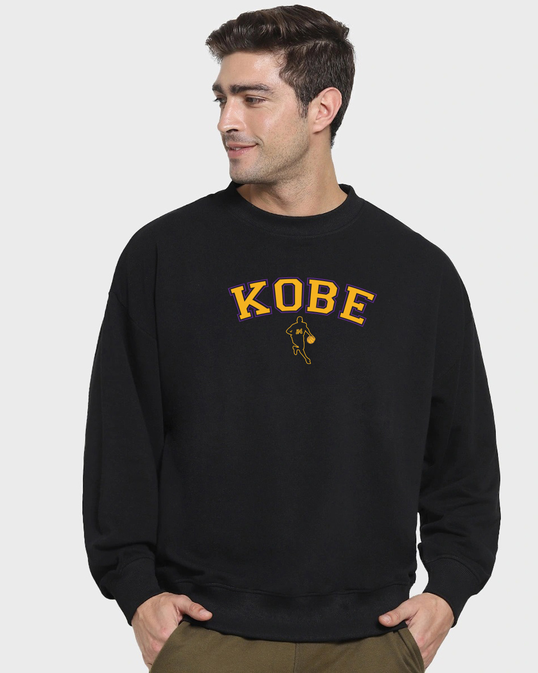Buy Men's Black Remembering Kobe Bryant Typography Oversized Sweatshirt ...