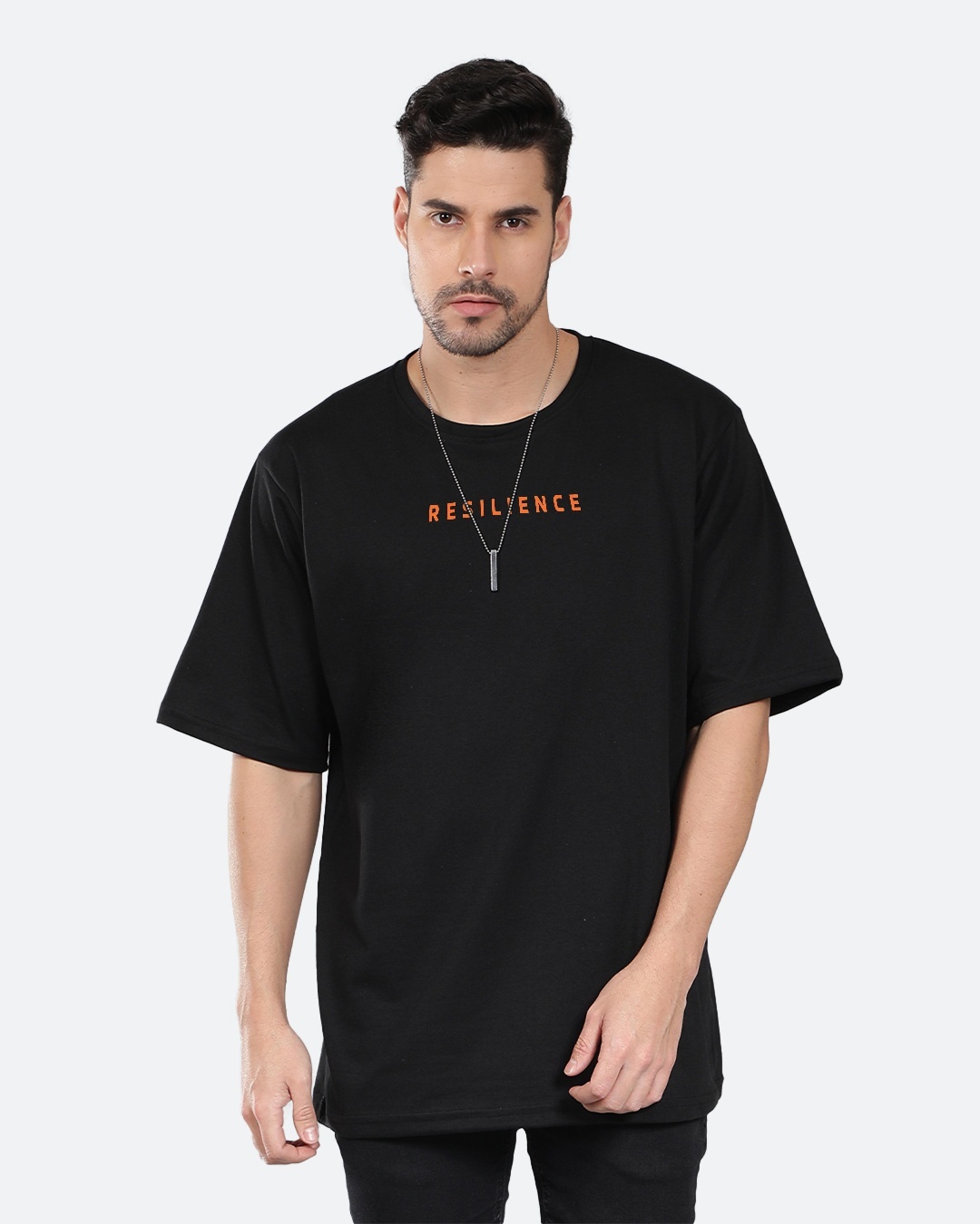 Buy Men's Black Resilience Typography Oversized T-shirt Online at Bewakoof