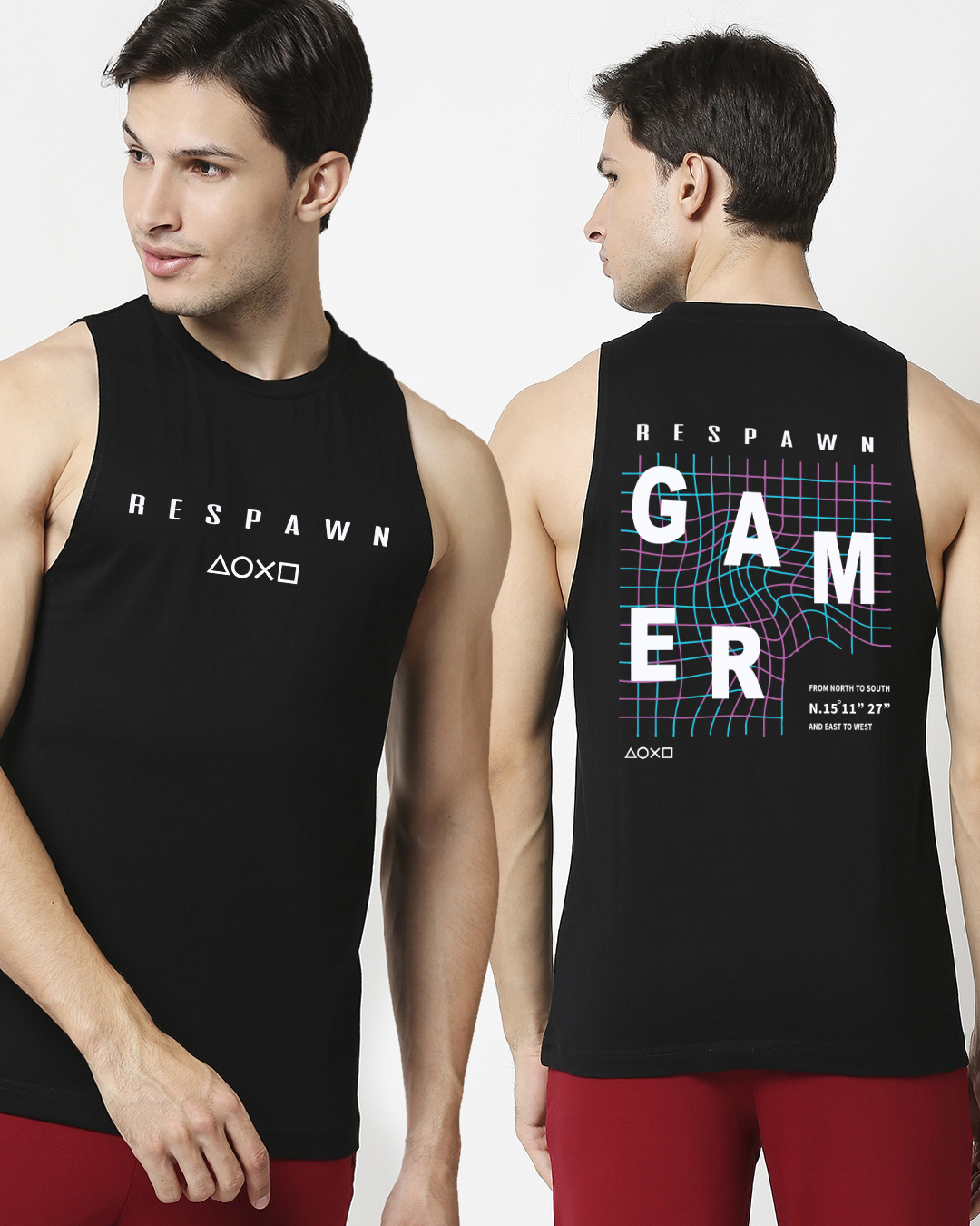 Buy Men's Black Respawn Gamer Typography Vest Online at Bewakoof
