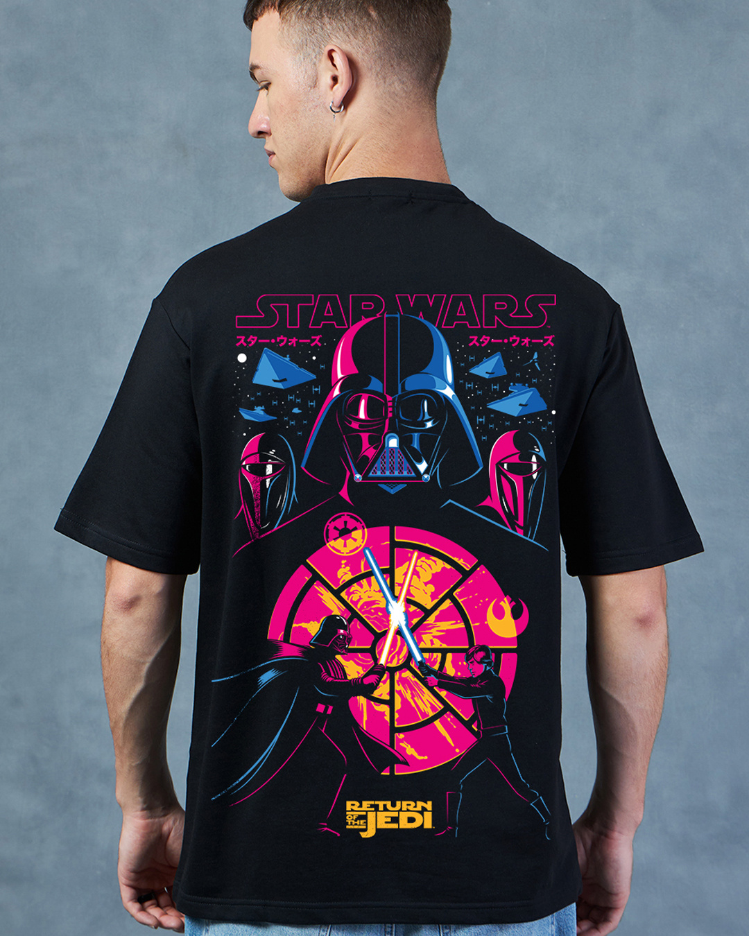 Buy Men's Black Return of Jedi Graphic Printed Oversized T-shirt Online ...