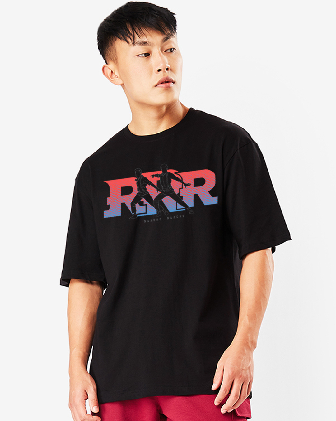 Buy Men's Black RRR Graphic Printed Oversized T-shirt Online at Bewakoof