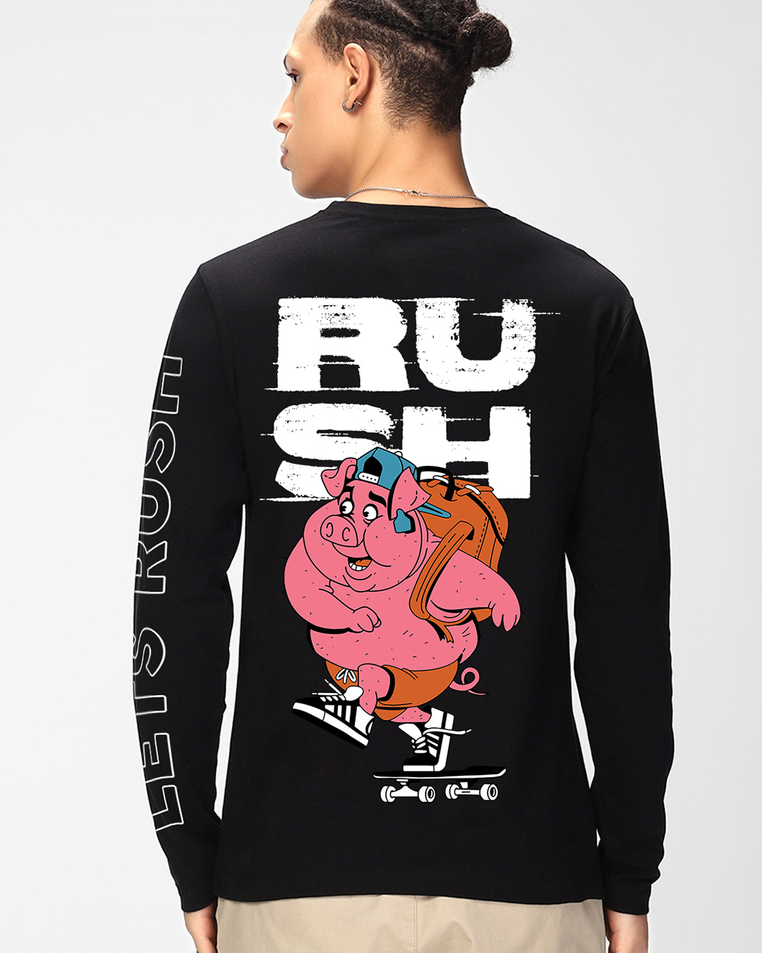 Buy Men's Black Rush Graphic Printed T-shirt Online at Bewakoof