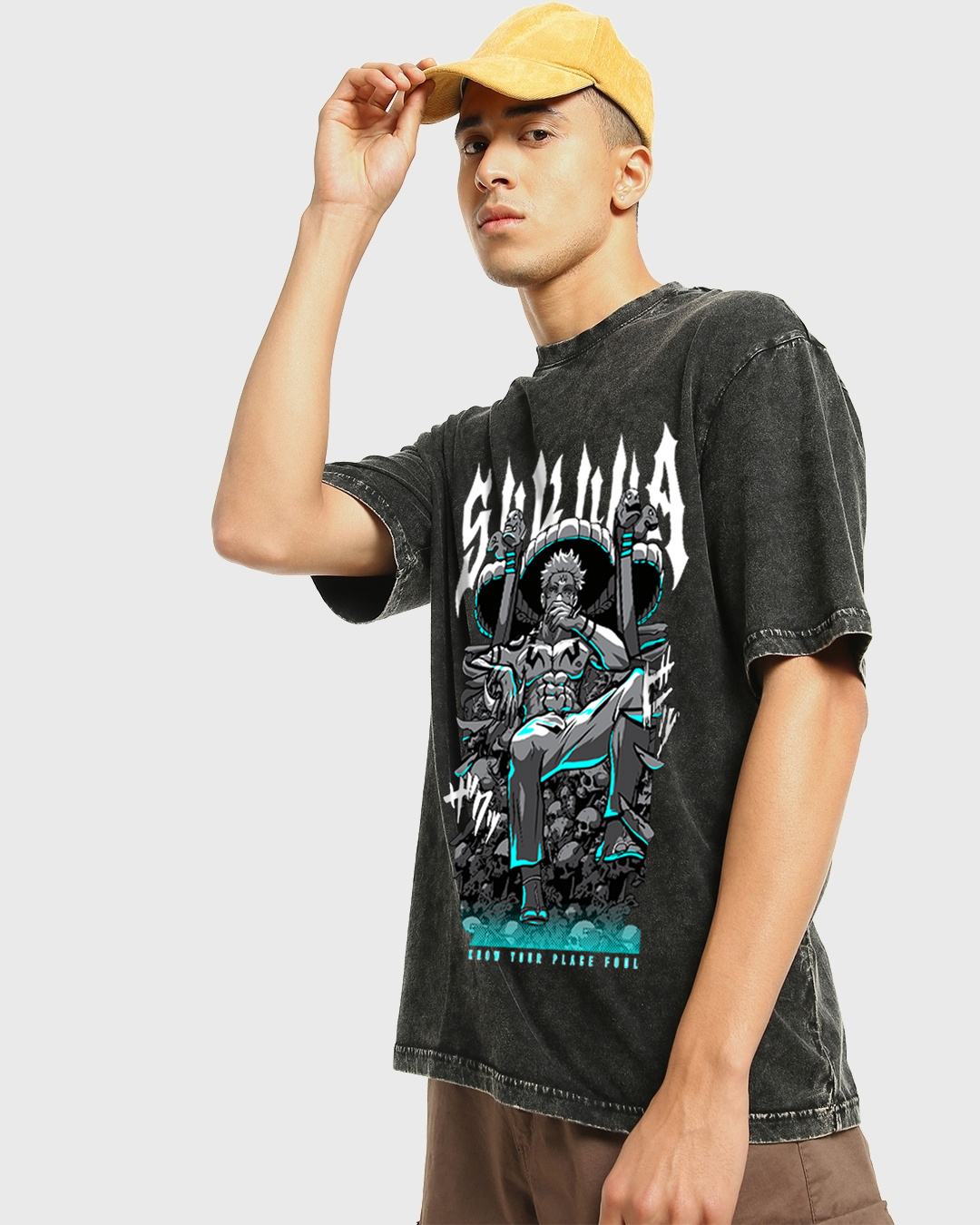 Buy Mens Black Ryomen Sukuna Graphic Printed Oversized T Shirt Online