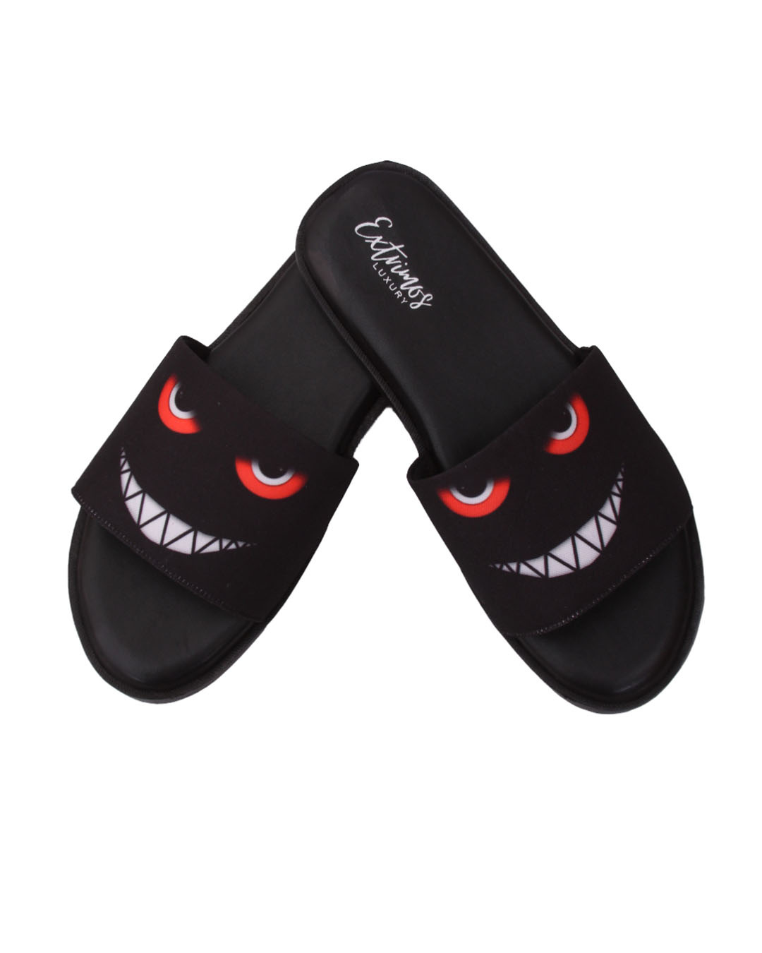 Buy Men's Black Scary Smiley Printed Sliders Online in India at Bewakoof