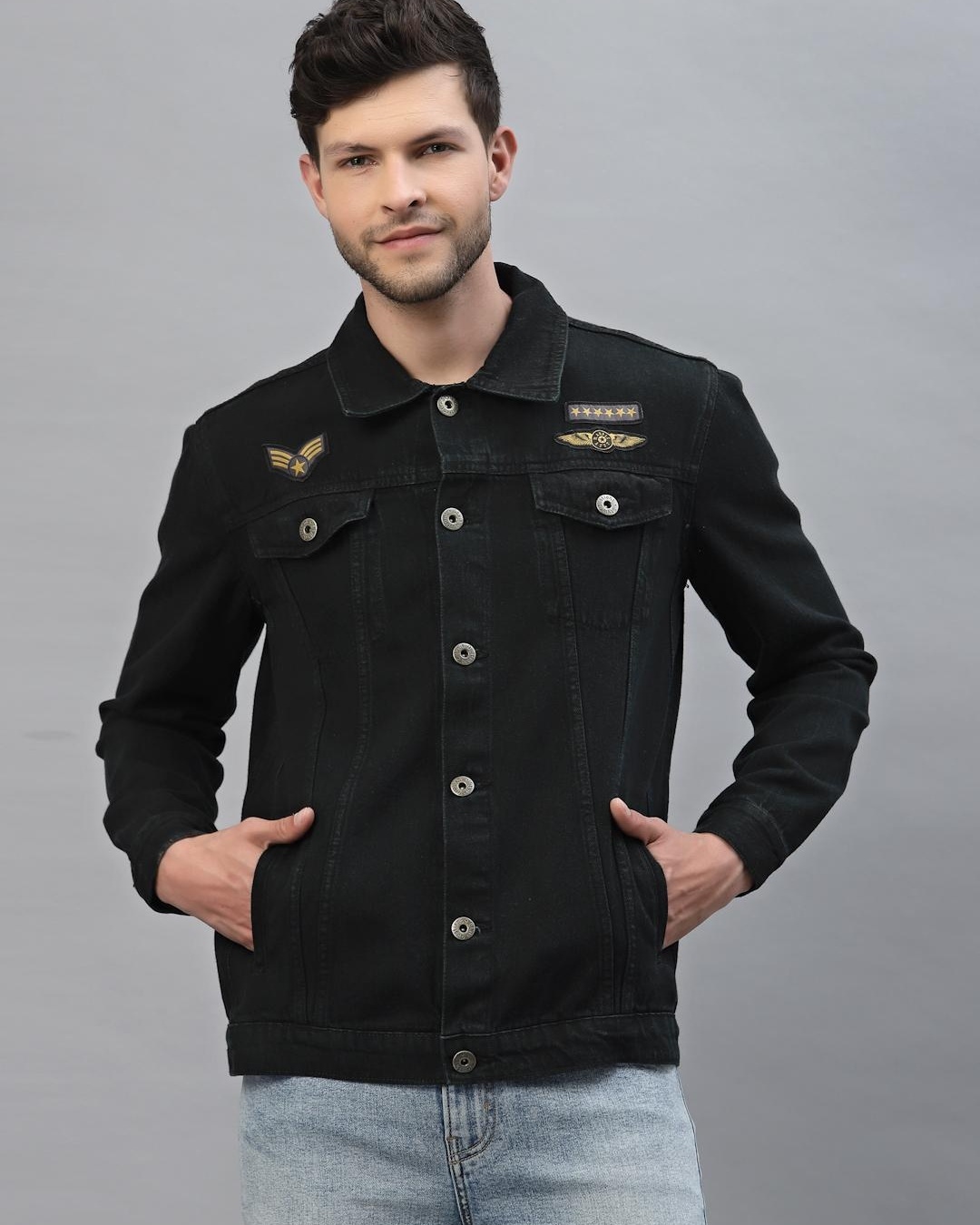 Buy Men's Black Self Design Jacket for Men Black Online at Bewakoof
