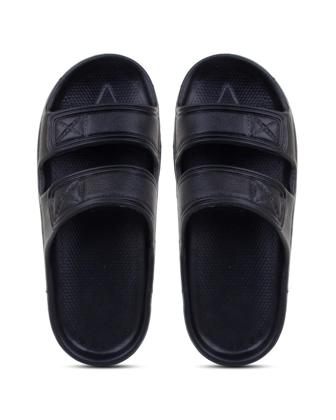 Buy Men's Black Self Designed Sliders Online in India at Bewakoof