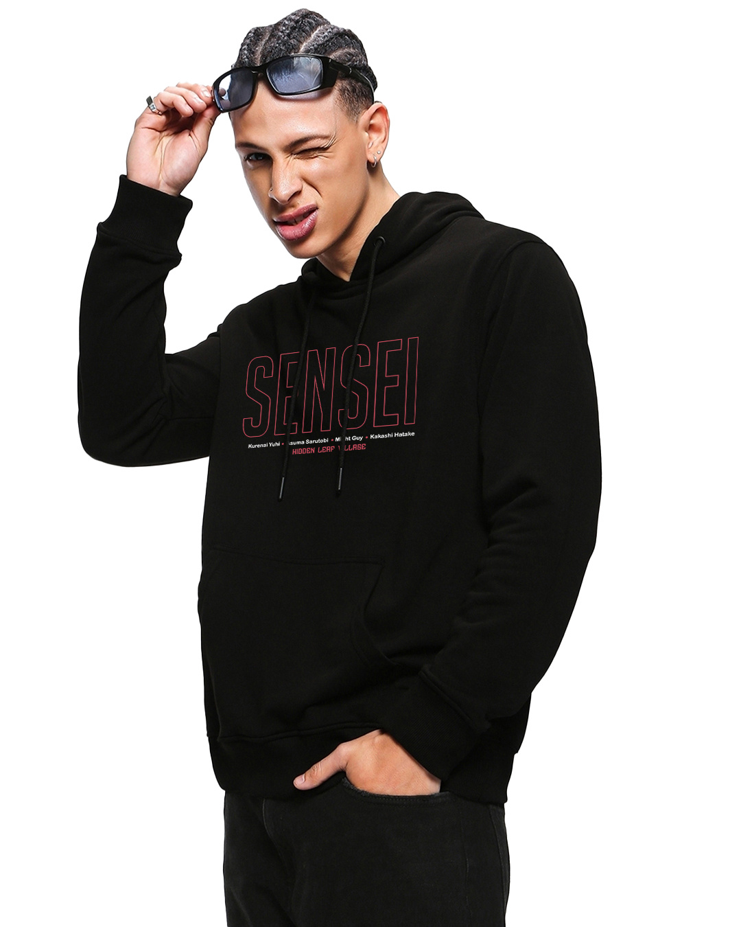 Buy Men's Black Sensei Graphic Printed Hoodies Online at Bewakoof