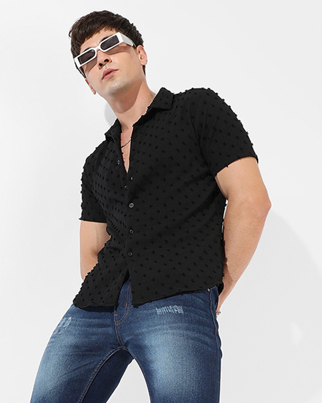 Buy Men's Black Textured Shirt Online at Bewakoof