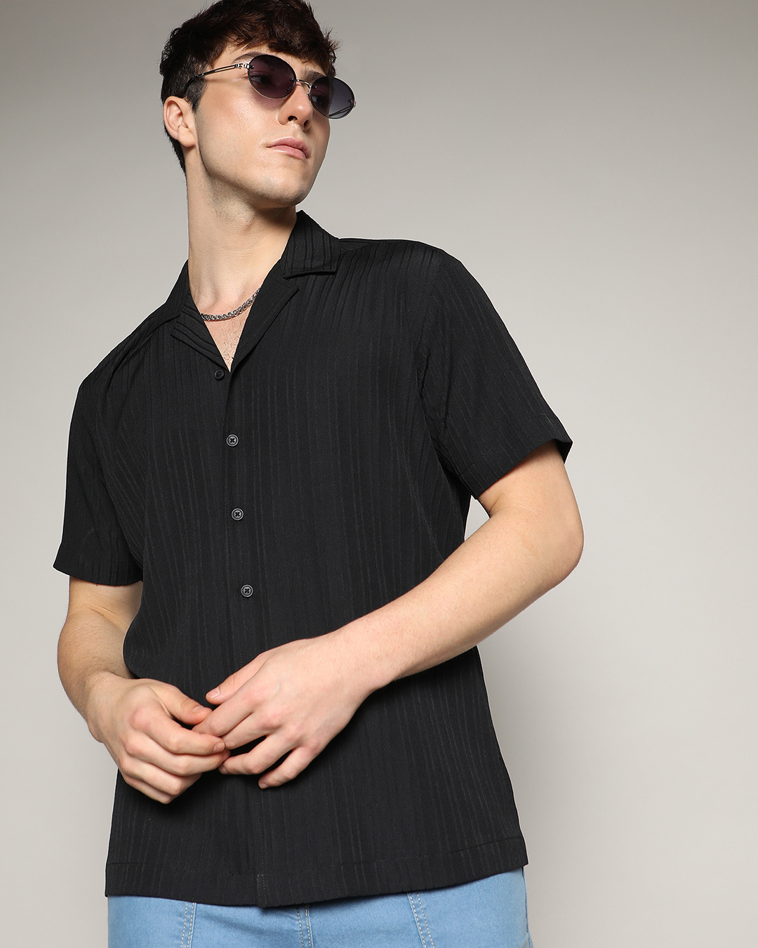 Buy Men's Black Textured Shirt Online at Bewakoof