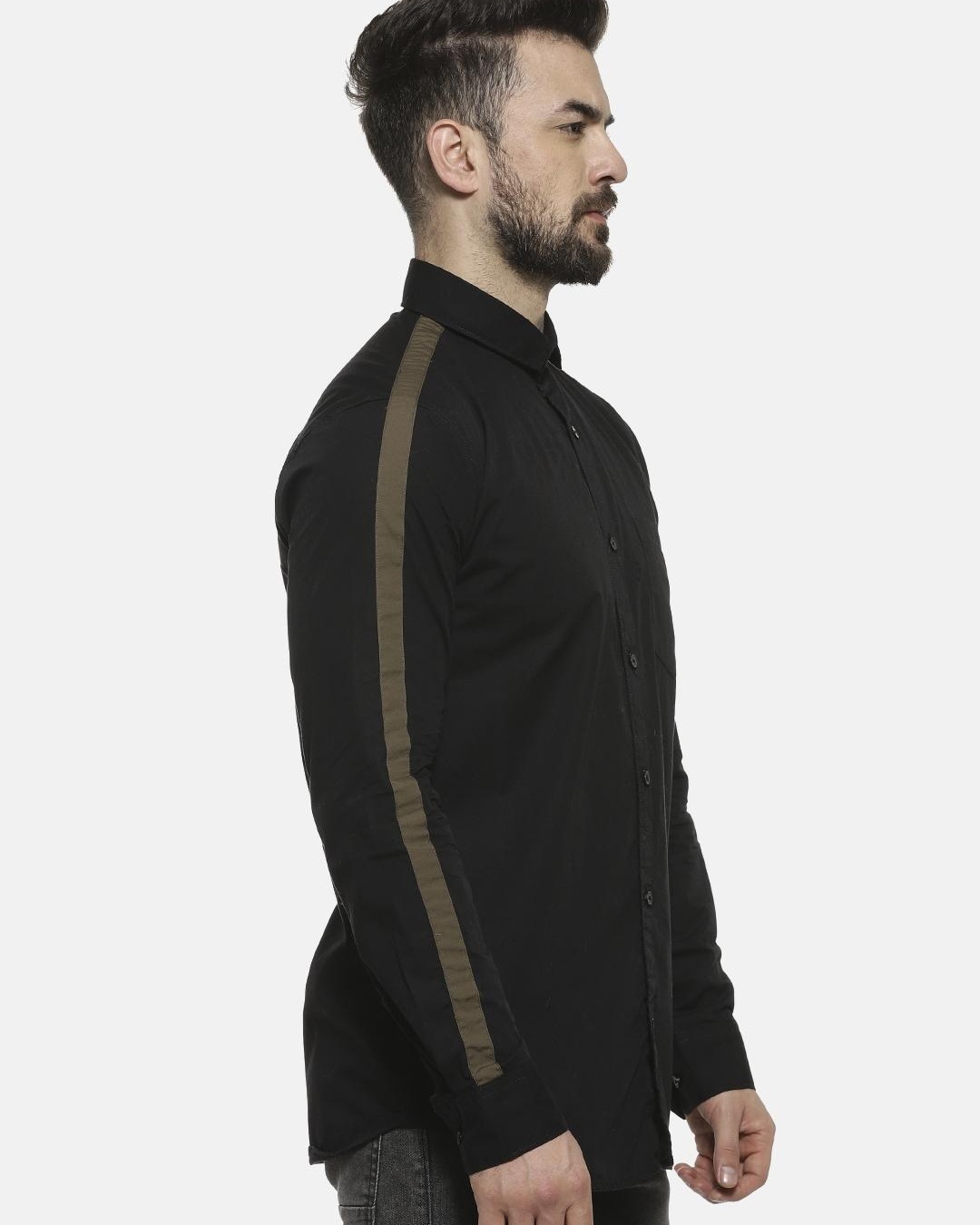 Buy Men's Black Shoulder Striped Shirt Online at Bewakoof