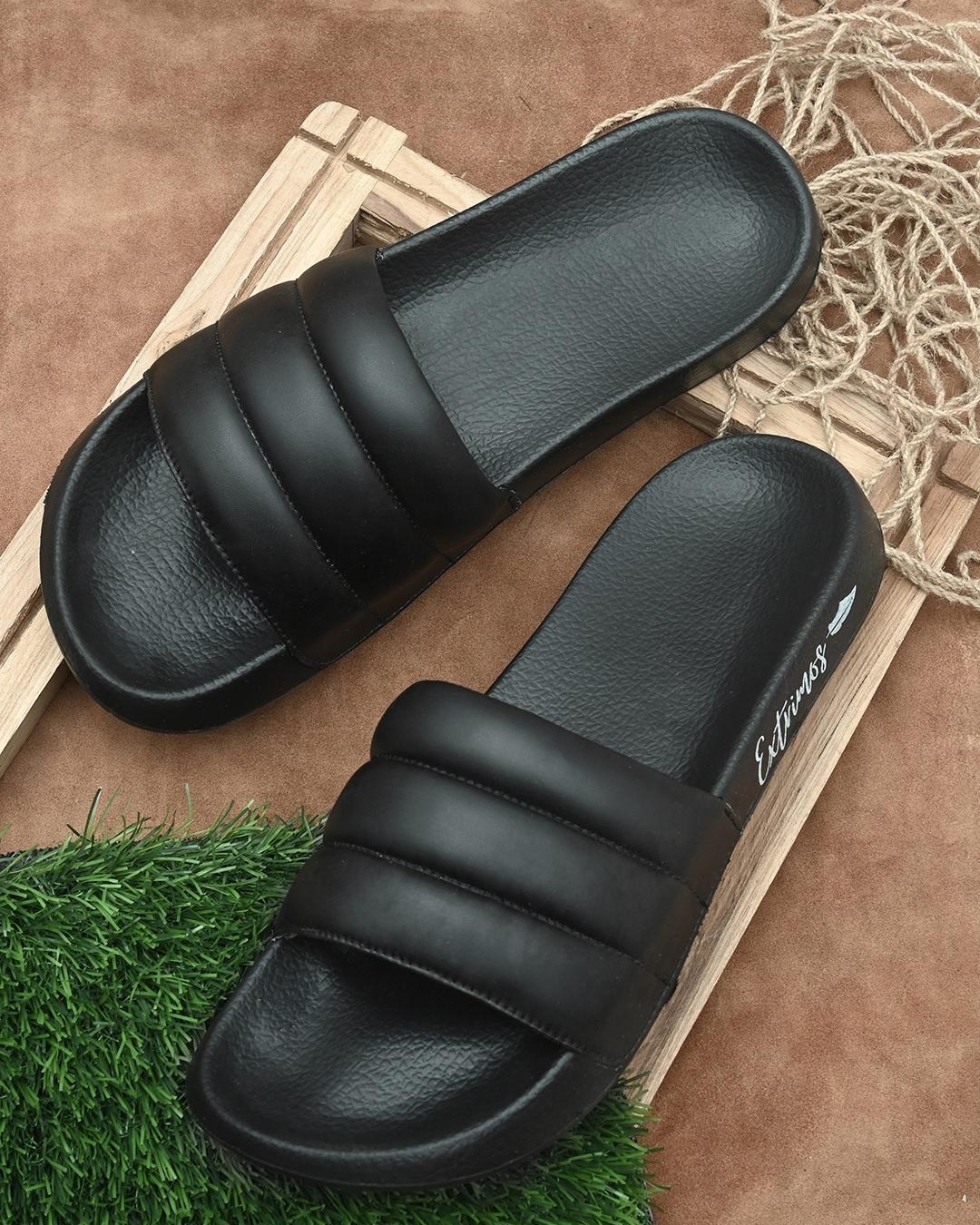 Buy Men's Black Sliders Online in India at Bewakoof