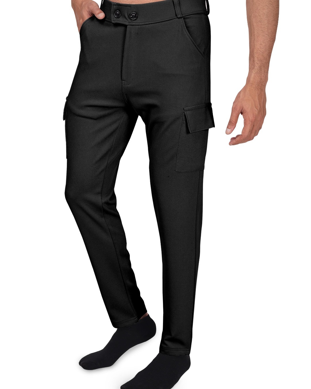 Buy Mens Black Slim Fit Cargo Trousers Online At Bewakoof