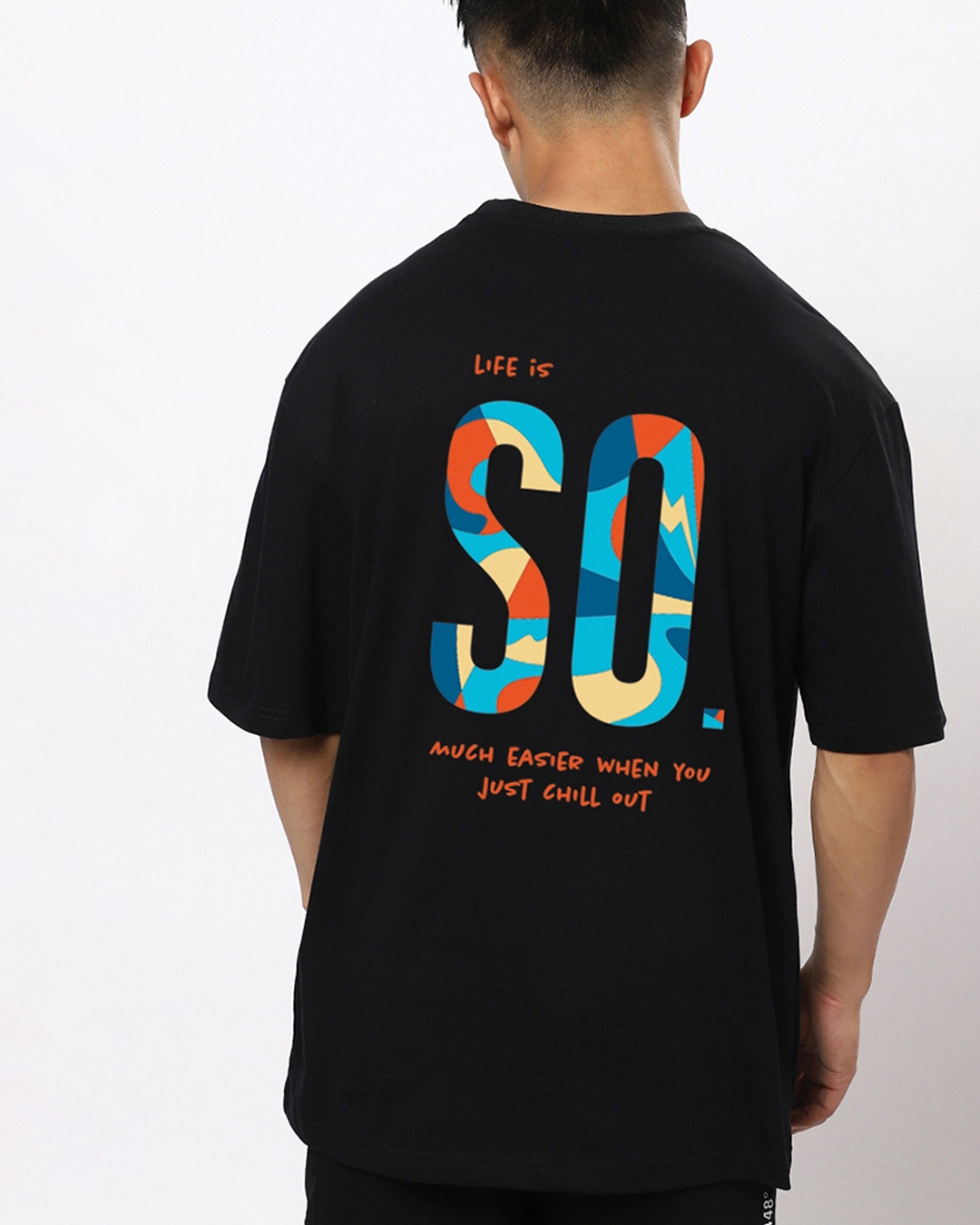Buy Men's Black So Typography Oversized T-shirt Online at Bewakoof