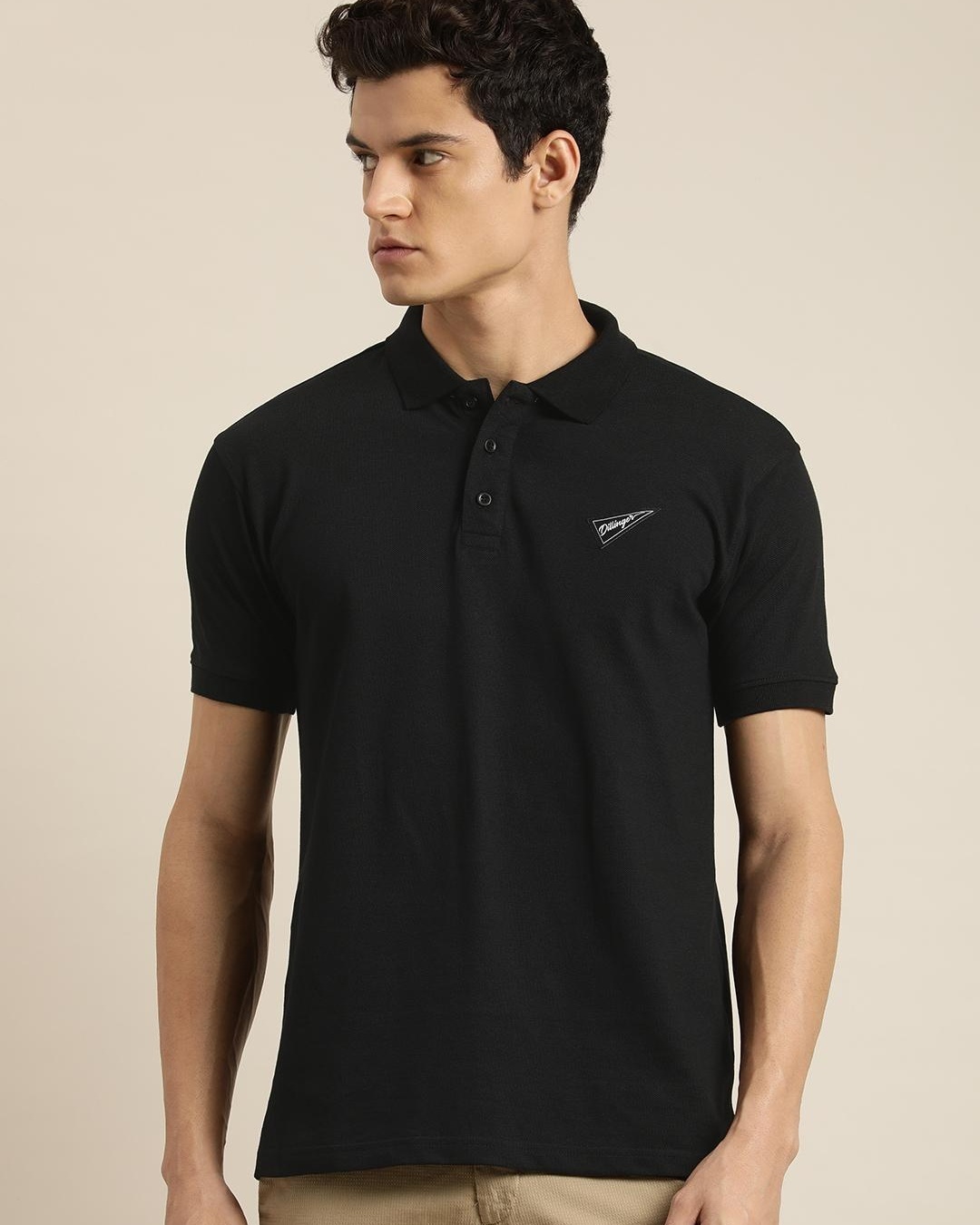 Buy Men's Black Polo T-shirt Online at Bewakoof