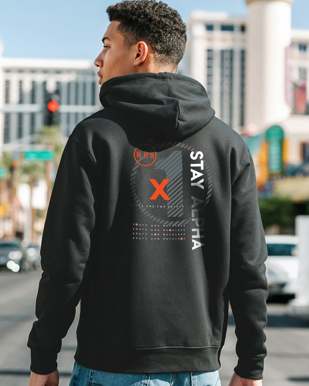 Buy Men's Black Stay Alpha Graphic Printed Zipper Hoodies Online at Bewakoof