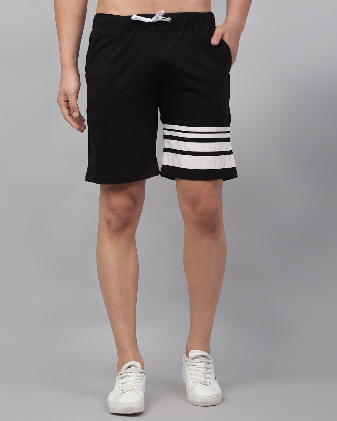 Buy Men's Black Striped Shorts Online at Bewakoof