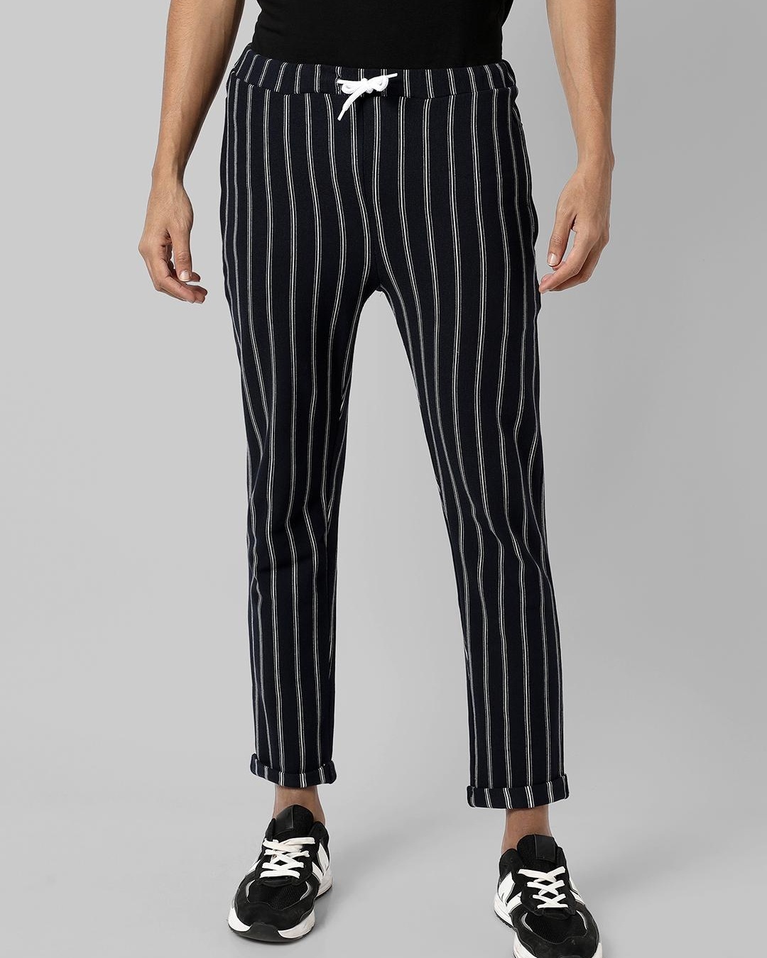 Buy Men's Black Striped Track Pants Online at Bewakoof
