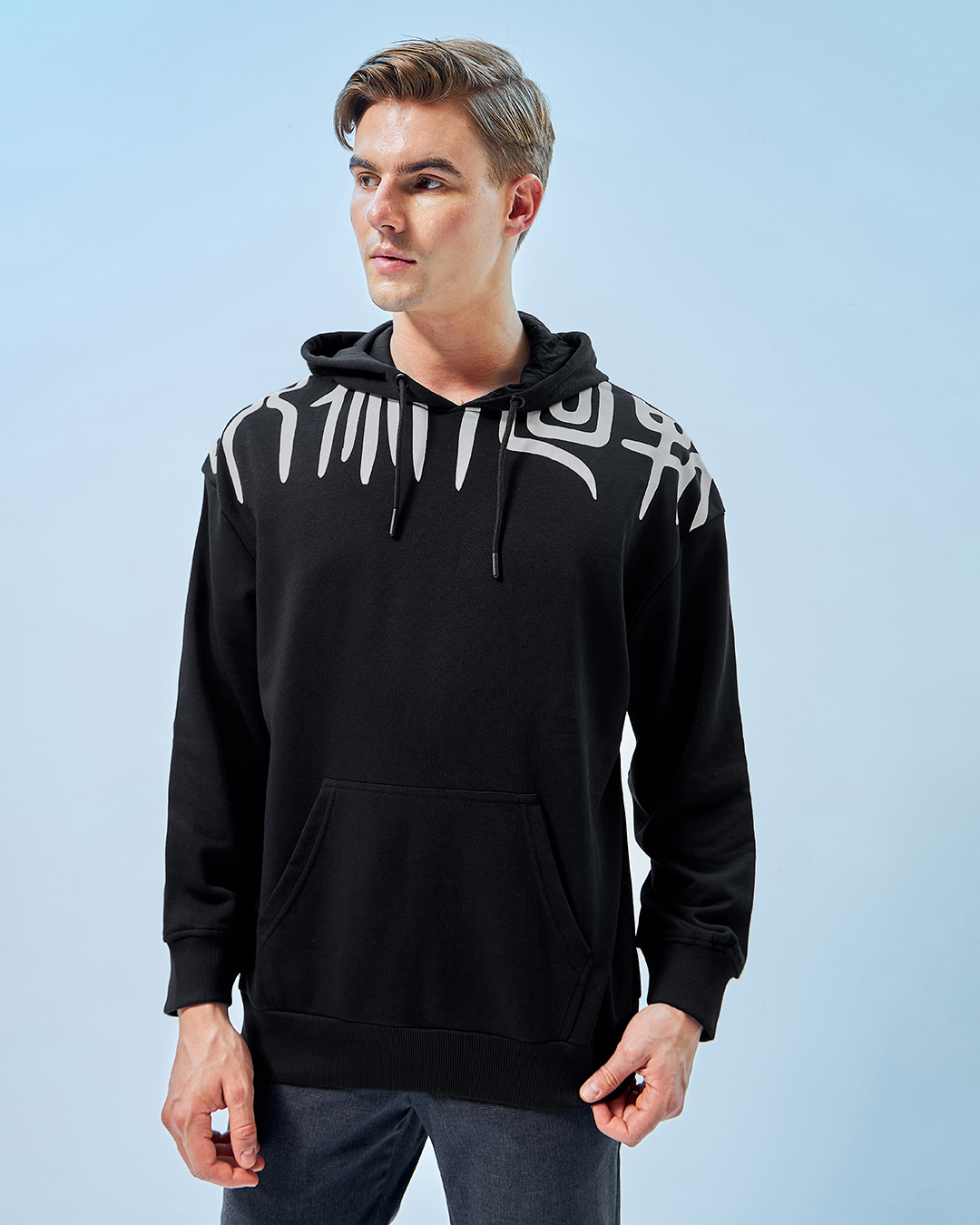 Buy Mens Black Sukuna Graphic Printed Oversized Hoodie Online At Bewakoof