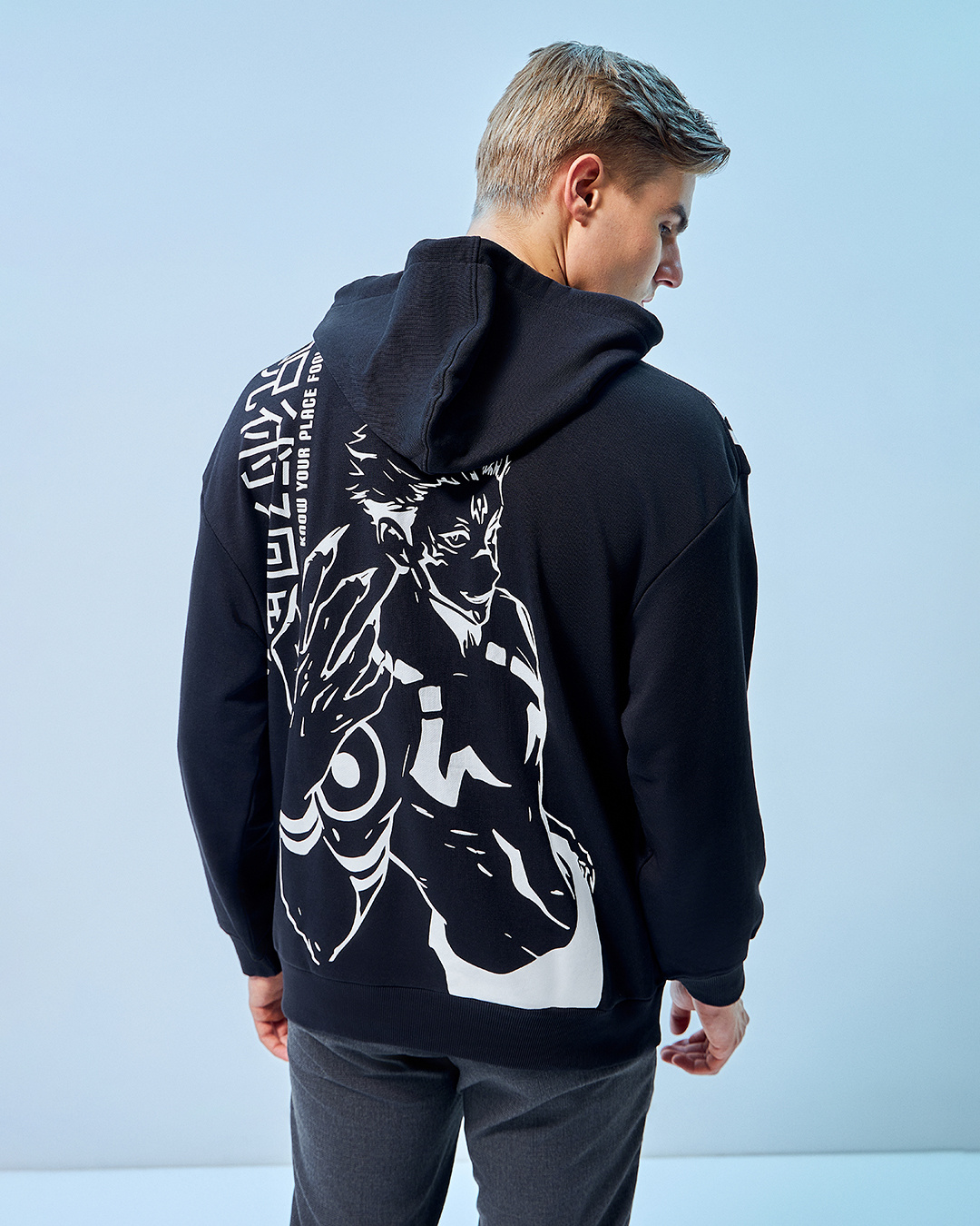 Buy Mens Black Sukuna Graphic Printed Oversized Hoodie Online At Bewakoof