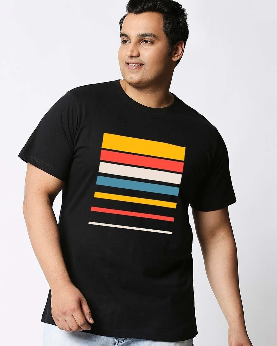 Buy Men's Black Sunset Block Graphic Printed Plus Size T-shirt Online ...