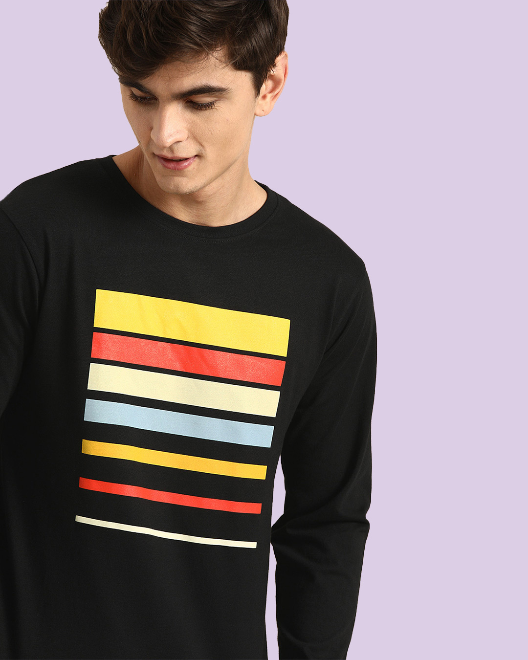 Buy Men's Black Sunset Block Graphic Printed T-shirt Online at Bewakoof