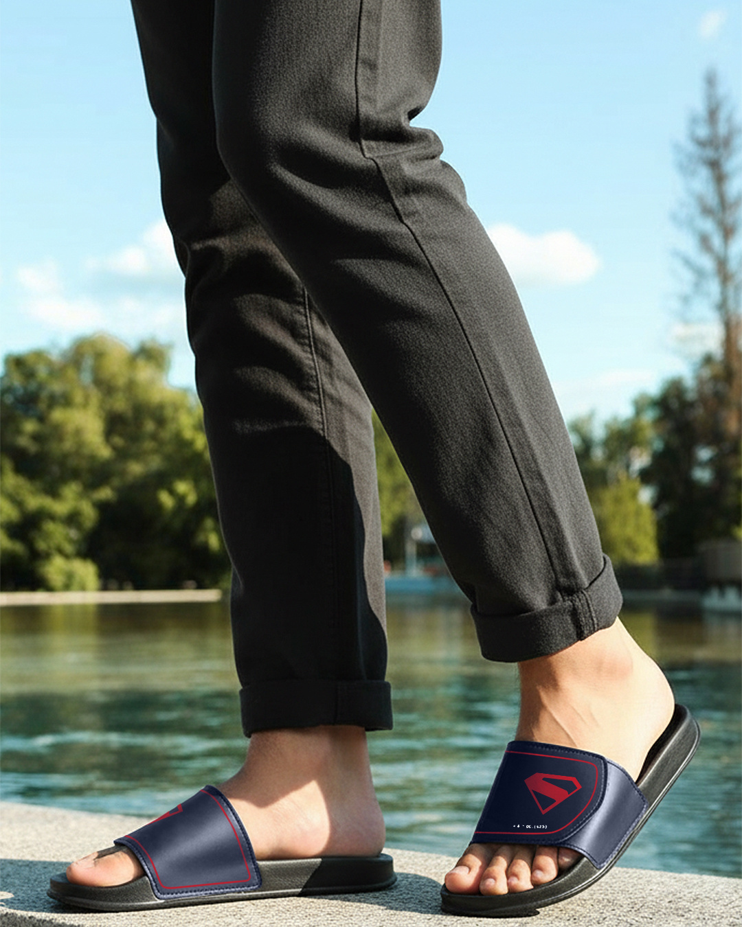 Buy Men's Black Superman Printed Velcro Sliders Online in India at Bewakoof