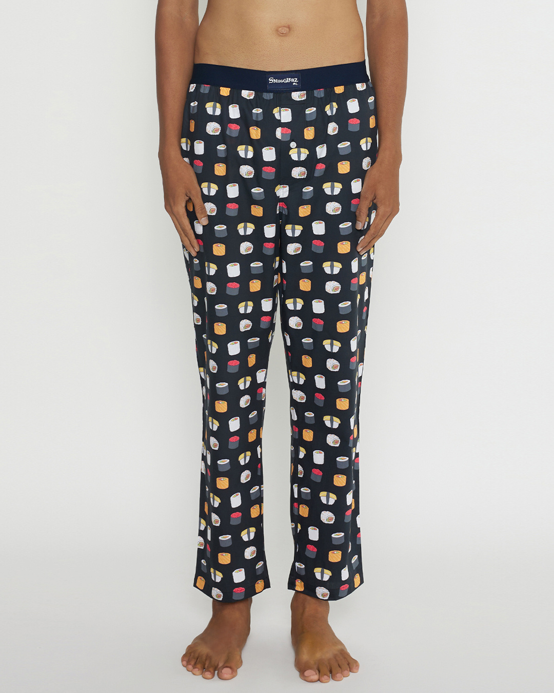 Buy Men's Black Sushi Me Printed Pyjamas Online in India at Bewakoof
