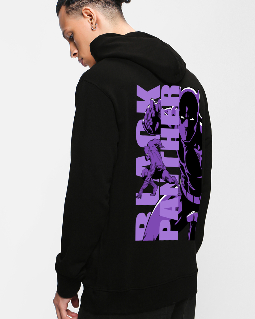 Buy Men's Black T'Challa Graphic Printed Oversized Hoodies Online at Bewakoof