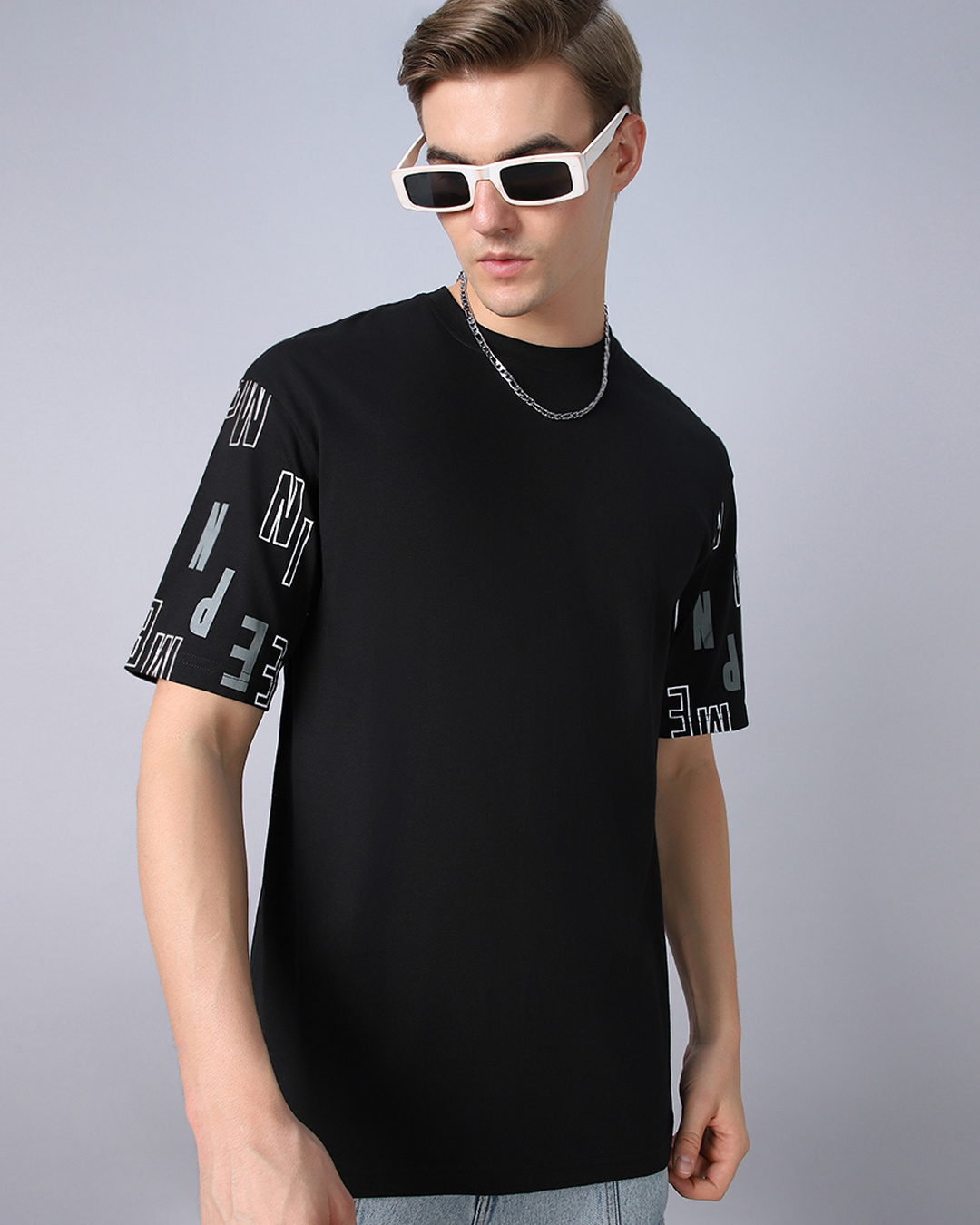 Buy Men's Black Text Typography Oversized T-shirt Online at Bewakoof