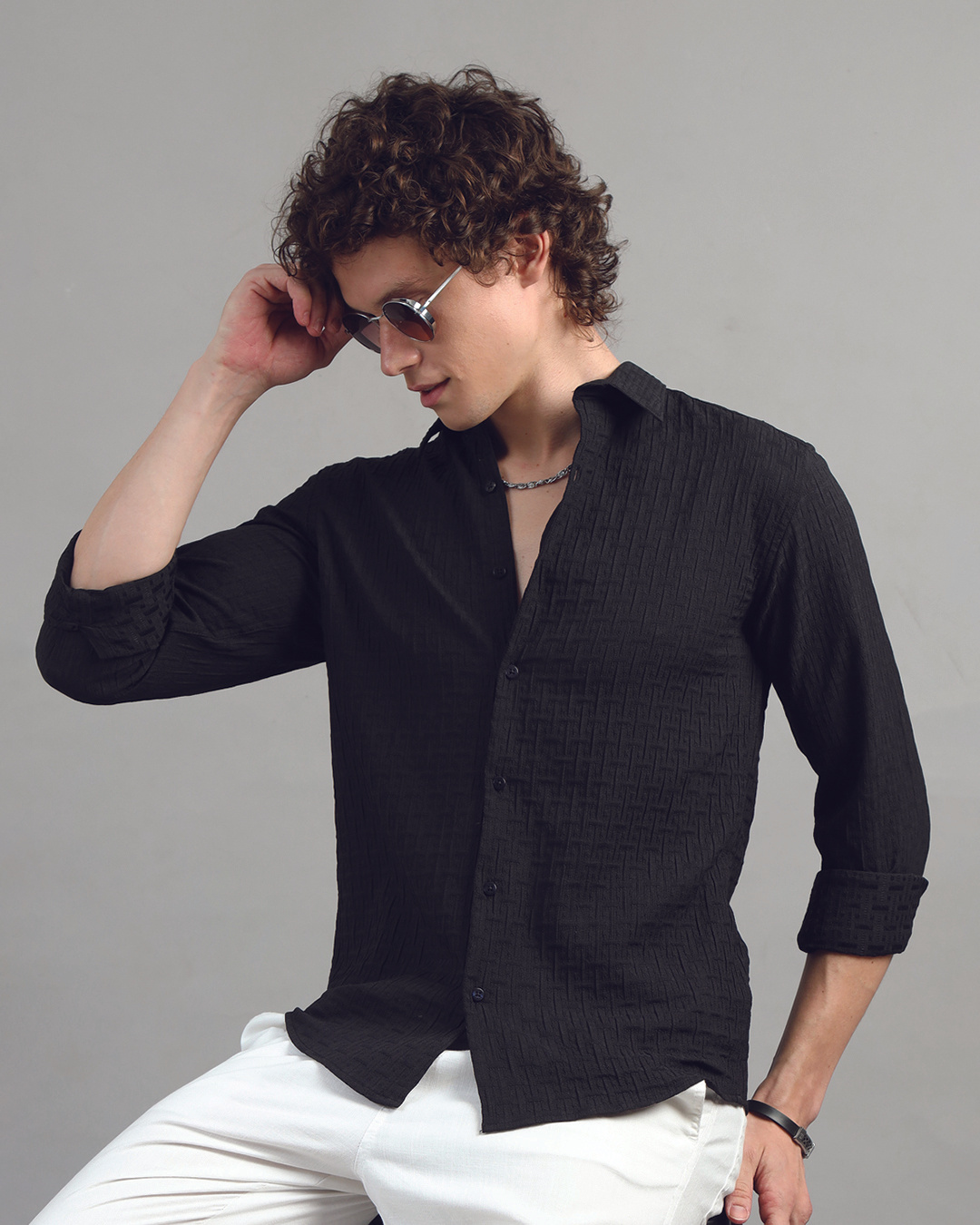 Buy Men's Black Textured Shirt Online at Bewakoof