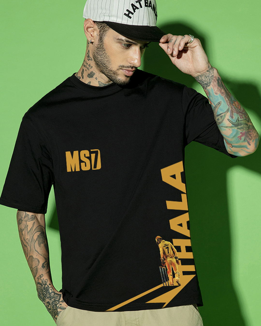 Buy Men's Black Thala Graphic Printed Oversized T-shirt Online at Bewakoof
