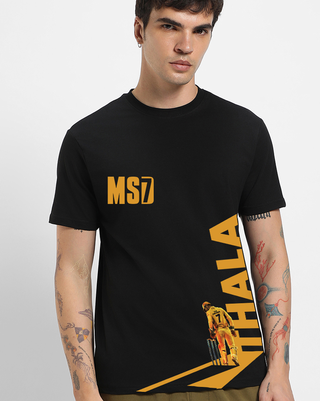 Buy Men's Black Thala Graphic Printed T-shirt Online at Bewakoof